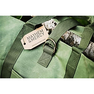 MAYHEM & MERCY Firewood Carrier - Waxed Canvas Wood Carrier For Firewood - Hunter Green Log Carrier For Firewood Fireplace Wood Rack Log Bag - Firewood