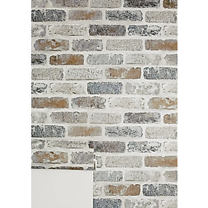 NextWall Washed Faux Brick Peel and Stick Wallpaper