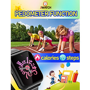 Jwatch Kids Smart Watch Phone Sos with 10 Stories 24 Puzzle Games Pedometer Boys Girls Gift for Birthday Christmas （Black）