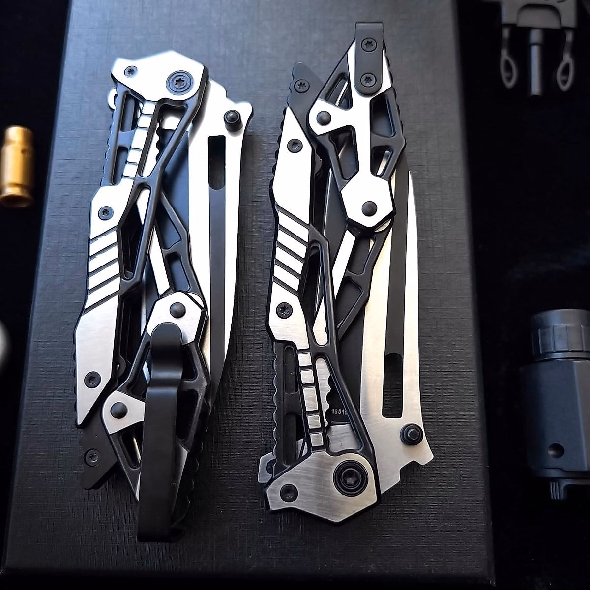 CIZPIROK 8.3 Inch Mechanical Style Folding Knife Cool Pocket Knife with Clip - Kinematic Pivot Action Tactical EDC Folding Knives for Outdoor Survival, Camping, Hiking, Hunting, Gifts for Men, Dad