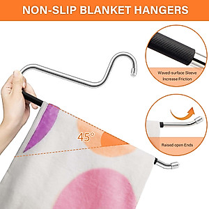 6 Pack Blanket Hanger,Non Slip Hangers Space Saving Stainless Steel Heavy Duty Hangers,Upgraded Closet Organizers and Storage Pants Hangers for Table Cloths,Comforters,Bath Towels,Rugs Sleeping Bags