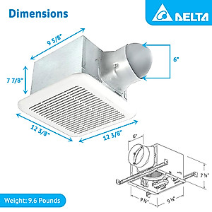 Delta Breez Signature Exhaust Bath Fan Energy Efficient Quiet Operation Motor with Full Speed Adjustable and LED Indicator Light, 80/110 CFM, White