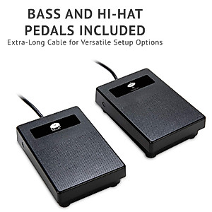 Ivation Portable Electronic Drum Pad - Digital Roll-Up Touch Sensitive Drum Practice Kit - 7 Labeled Pads 2 Foot Pedals Kids Children Beginners (with Speaker and Built in Rechargeable Battery)