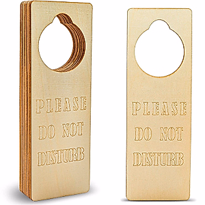 Wooden Door Knob Hanger, Please Do Not Disturb (3.25 x 9.5 in, 12-Pack)