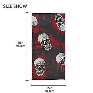 HUSSRITY Skulls and Blood Towels Super Soft Hand Towel Highly Absorbent Washcloths Quick Dry Bath Towel 30x15 Inch Durable Lightweight