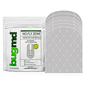 BugMD No Fly Zone Refiller Pad (6 Pads) - Extra-Strong Adhesive Traps, Indoor Insect Trap Refill, No Harsh Chemicals, Household Friendly, Fly Trap Refill, Flea Trap Refills, Bug Trapper