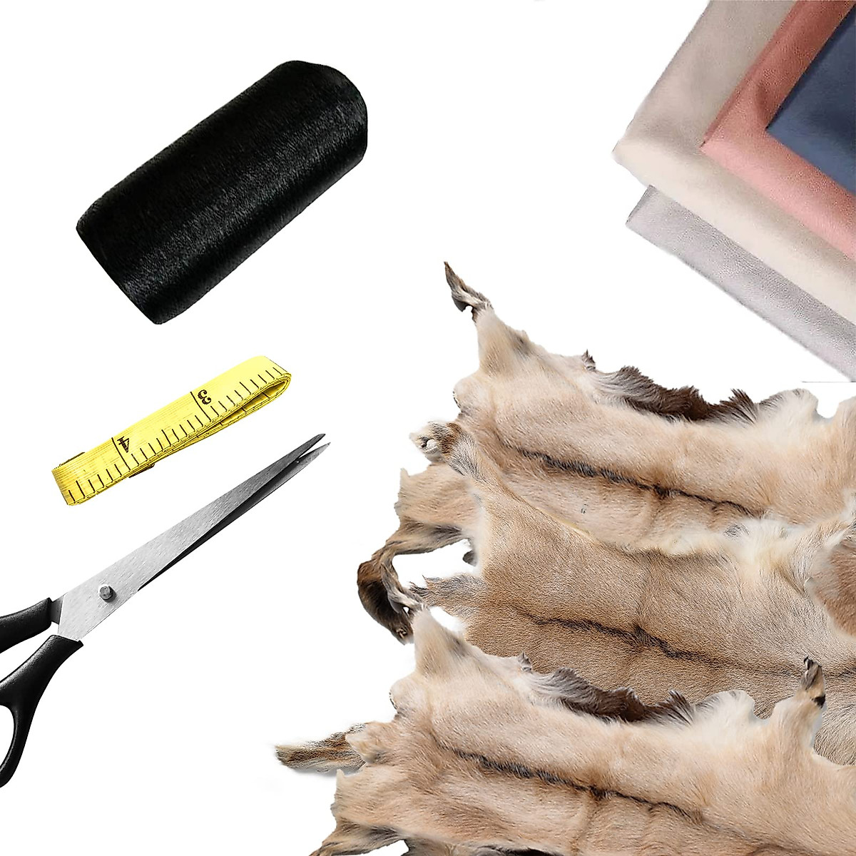 Natural Tanned Antelope Fur Pelts Real Goat Hides Sheepskin Leather Fur Rugs Handbag Scarf Clothing Accessories (Light Brown, Length: 15.7-26 in, Width: 11.8-21.6 in),1 pcs