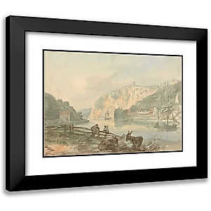 ArtDirect Nicholas Pocock 24x18 Black Modern Frame and Double Matted Museum Art Print Titled - Hotwells from Rownham Ferry