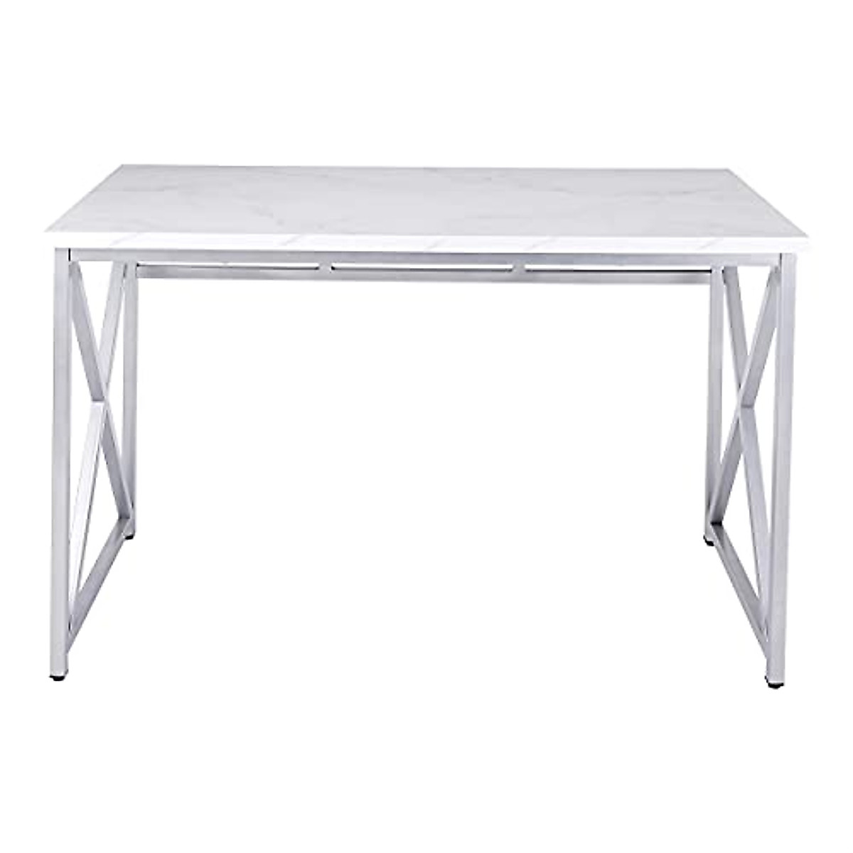 Coral Flower Modern & Contemporary Wriitng Desk with Durable Scratch-resistant Laminate Surface and Silver Metal Frame.