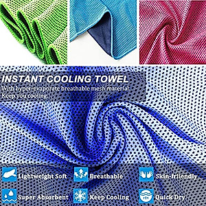 YQXCC 4 Pack Cooling Towels, Cool Towel, Soft Breathable Chilly Towel, Microfiber Ice Cold Towel for Yoga, Golf, Gym, Camping, Running, Fitness, Workout & More Activities