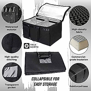 TRUE NORTH Insulated Food Delivery Bag w/Divider (23"x15"x14") - Uber Eats Food Warmer Bag - Pizza Bags for Delivery, Warming Bags for Food - Insulated Delivery Bags for Hot Food - Pizza Delivery Bag