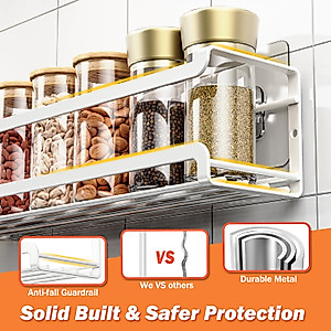 Bunoxea Spice Rack wall mounted 4 Pack, Space-Saving Spice Organizer for Spice Jars and Seasonings,Screw or Adhesive Hanging Spice Rack Organizer for Your Kitchen Cabinet,or Pantry Door,White