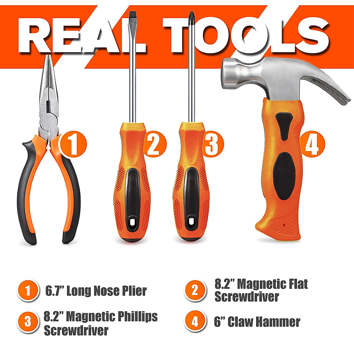 REXBETI 18pcs Young Builder's Tool Set with Real Hand Tools, Reinforced Kids Tool Belt, Waist 20"-32", Kids Learning Tool Kit for Home DIY and Woodworking