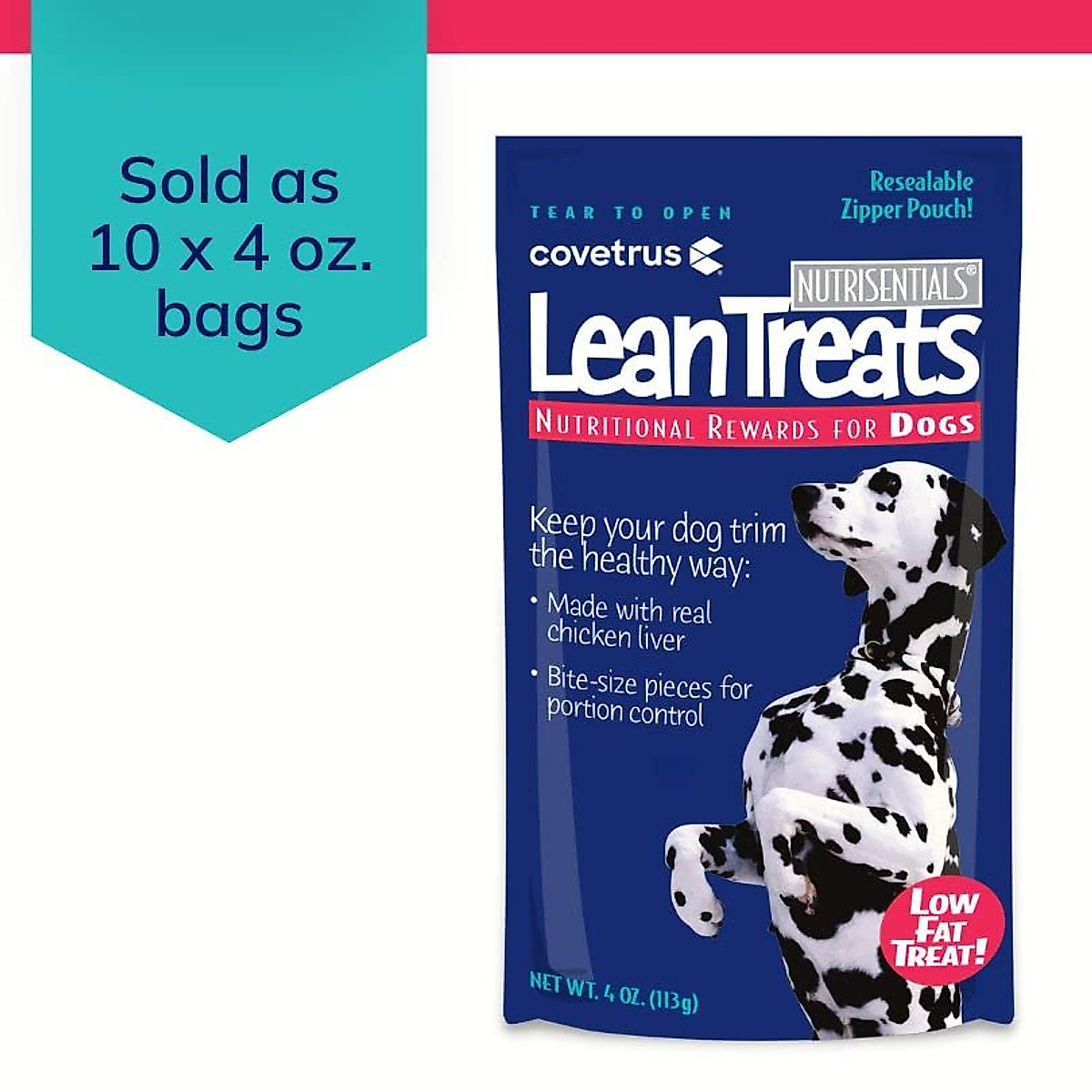 Covetrus Nutrisential Lean Treats for Dogs - Soft Dog Treats for Small, Medium & Large Dogs - Nutritional Low Fat Bite Size K9 Treats - Chicken Flavor - 10 Pack - 4oz