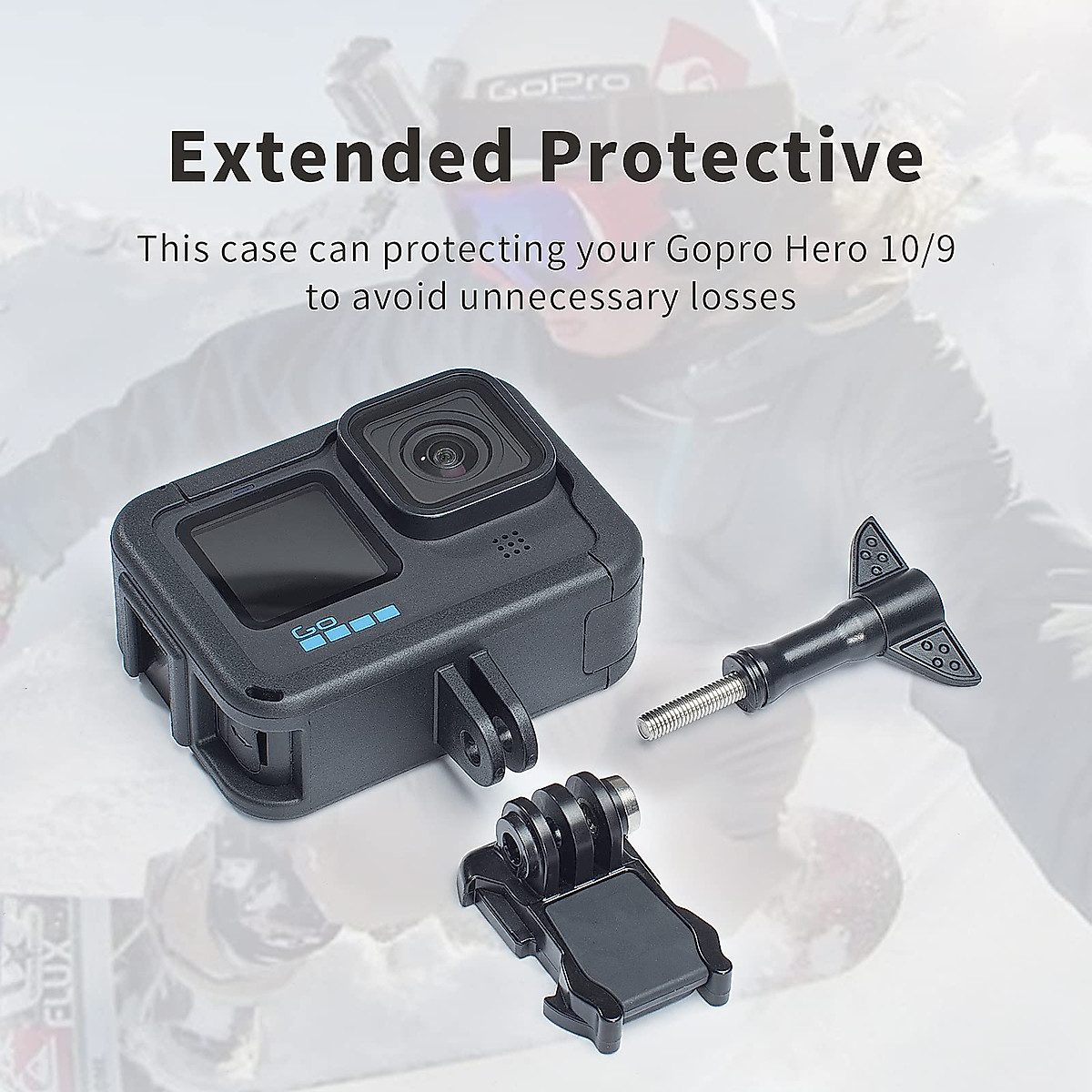 SEASKY 4 in 1 Accessories Kit for Gopro Hero 13/12/11/10/9 Black Extended Protective Case Cage Shell Housing+3Pcs Tempered Glass Screen Protector+Directly Chargeable Side Cover+Lens Cover Cap