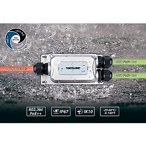 Intellinet 2-Port Gigabit PoE++ Extender Outdoor, 60W Power Budget, 30W Out Per Port, IP67 & IK10, Ultra POE Passthrough Switch-3 Yr Mfg Warranty-561648