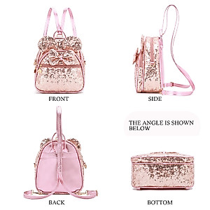 KL928 Girls Bowknot Polka Dot Cute Mini Backpack Small Daypacks Convertible Shoulder Bag Purse for Women (Fluorescent Pink-01)