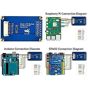 waveshare General 2inch IPS LCD Display Module 240×320 Resolution 2.0inch Monitor Embedded Controller RGB, 262K Color Display Color LED Backlight ST7789 Driver SPI Interface