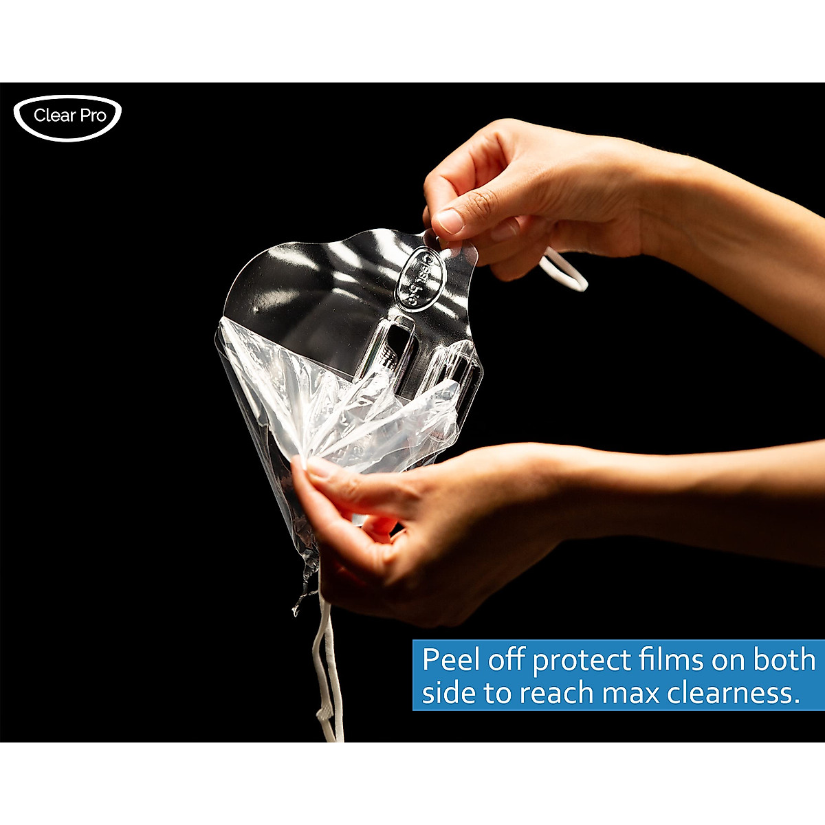 Clear Mask Pro (10 Pack), Clear Hygienic Open Mouth Shield For Restaurants, Food Handlers and Retail -Ultralight Weight Recyclable Mask. -Not For Protection.