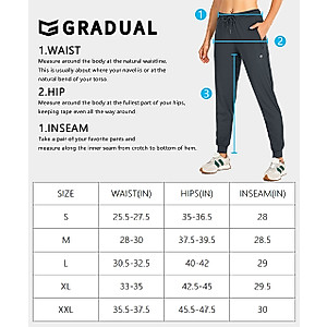 G Gradual Women's Joggers Pants with Zipper Pockets Tapered Running Sweatpants for Women Lounge, Jogging (Slate Blue, X-Large)
