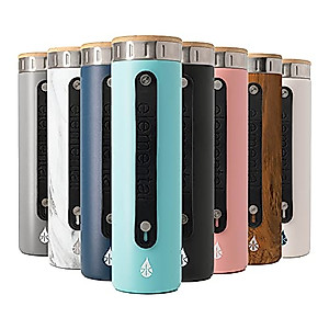 Elemental Iconic Stainless Steel Water Bottle Infuser, 20oz Triple Wall Vacuum Insulated Water Bottle, Reusable Fruit & Tea Infuser Thermal Bottle with Internal Strainer and Bamboo Lid - Robin's Egg