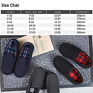 DL Men's Memory Foam Moccasin Slippers Breathable Moccasin Slippers Micro Wool House Shoes Anti-Slip Sole Indoor Outdoor, Black, 10