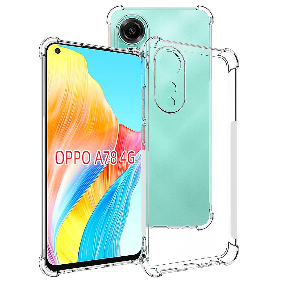 USTIYA Case for Oppo A78 4G Clear TPU Four Corners Protective Cover Transparent Soft