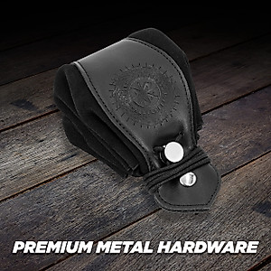 CASEMATIX Leather Dice Bag and Dice Rolling Tray for 50+ RPG Dice - Black DND Dice Bag Leather Drawstring Pouch with Non-Scratch Fabrics, Metal Hardware and Debossed Serpent Design