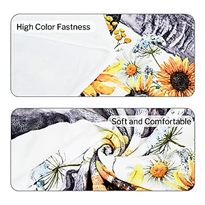 RosieLily Elephant Blanket for Kids Girls Women Adults Elephant Gifts Elephants Sunflower Throw Blankets Lightweight Fuzzy Soft Cozy Flannel Fleece Warm for Bed Couch Chair All Seasons 60X80