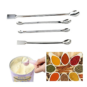 Meuey Lyot 1Set Stainless Steel Micro Sampling Spoons Spatula Combination Reagent Spoons Laboratory Supplies (Pack of 4)