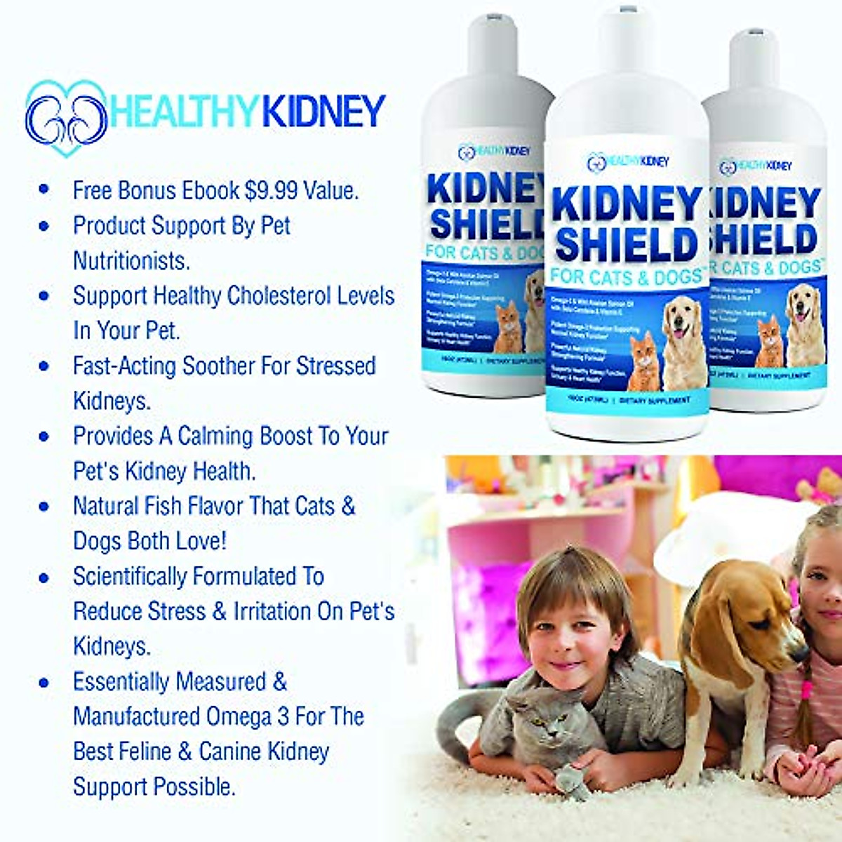 Dog and Cat Kidney Support, Canine Feline Renal Health Support Supplement For Normal Kidney Function, Creatinine, Detox, Urinary Track Cleansing, Best Kidney Stuff, Improve Pets Alive an Kidney Health