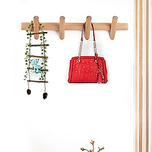 KYSMOTIC Wooden Coat Rack Wall Mounted | Modern Wood Coat Hooks for Entryway, Bedroom, Bathroom | 4 Pegs Wood Wall Hook for Hanging Clothes Robes Towels Hats