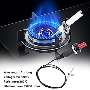 Guofulda 2 Sets Grill Piezo Igniters, Type of 1 Out 2 Electrode 200 Degree Resistance Wire 1 Meter, with Cable Push Button Igniter, Fit for Gas Fireplace, Oven, Heater, Kitchen lgniter