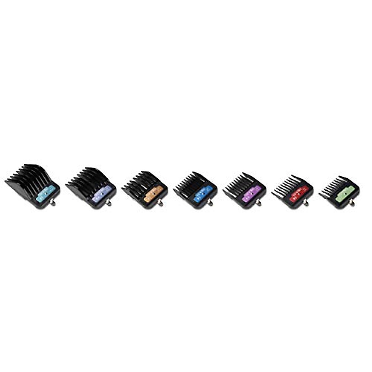 Andis 33655 Premium Clip Animal Comb Set – Built with Plastic, Includes 7 Color Coded Combs of Different Sizes, Metal Clip to Attach Comb - Fits Ultra Edge & Ceramic Edge Blades, Multicolor