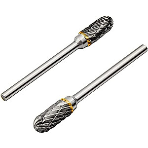 YXGOOD 10 Pieces Tungsten Carbide Double Cut Rotary Burr Set with 3 mm (1/8 Inch) Shank and 6 mm (1/4 Inch) Head Size (Style 1)