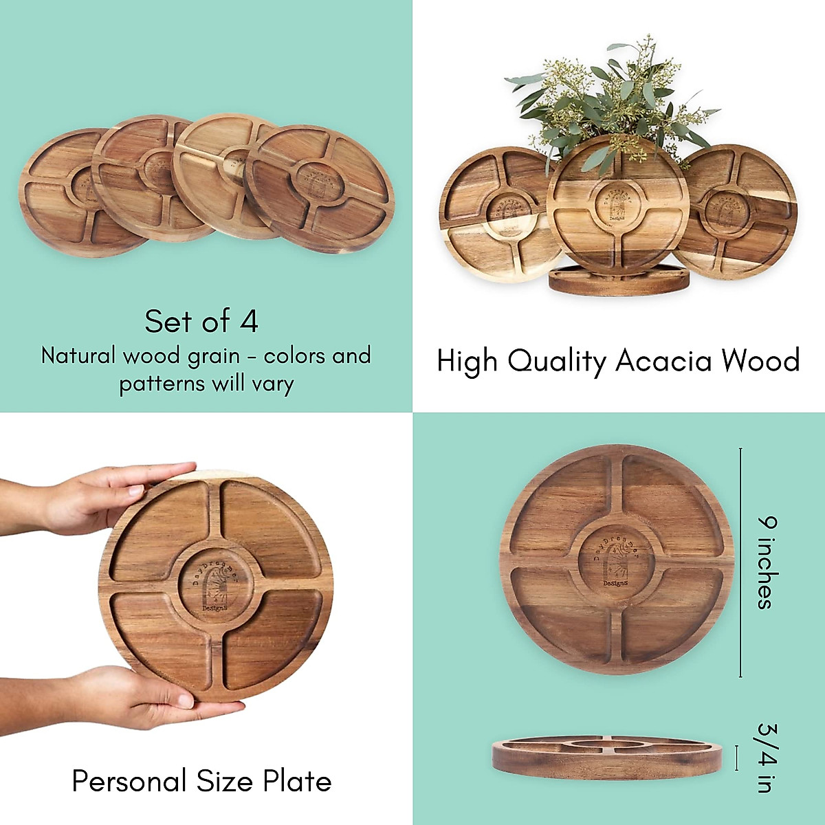 Daydreamer Designs Cheese Board Set (9” x 3/4”), Mini Charcuterie Boards – Acacia Wood, Cheese Boards Charcuterie Boards, - Charcuterie Board Gift Set– Mini Cheese Board, Small Cheese Board, 9in