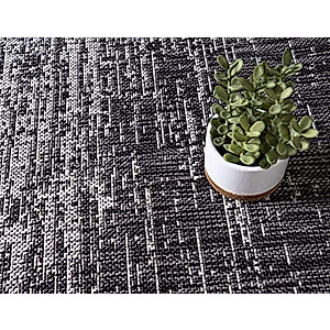 Unique Loom Outdoor Modern Collection Area Rug - Ombre (4' 1" x 6' 1" Rectangle, Charcoal Gray/ Ivory)