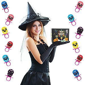 Fruidles Halloween Skull Hard Candy Rings, Day of the Dead, Individually Wrapped (12-Pack)