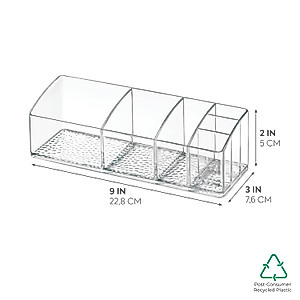 iDesign Divided Bathroom Vanity Organizer for Bathroom, Kitchen, Bedroom, Office, 9" x 3" x 2", Clear