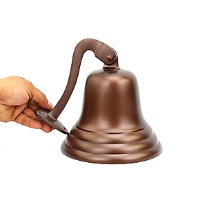 Nagina International 7" Aluminum Dark Coke Copper Antique Premium Loud Striking Sound Boat Decor Bell with Cotton Braided Rope | Classic Nautical Elements