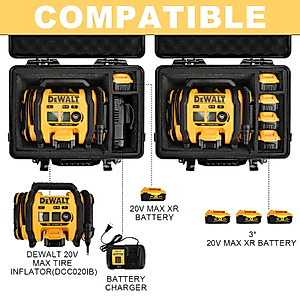 LOTOCASE Air Compressor Hard Case Compatible with DEWALT 20V MAX Tire Inflator DCC020IB, Air Pump Storage Carrying Bag for DEWALT DCC020IB Tools, with Pocket for Battery Pack and Charging （ CASE ONLY)