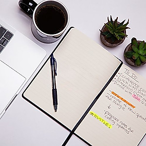 Thick Hardcover Journal Notebook - Ruled/Lined A5 (5x8 inch), Deluxe 120gsm Paper, Lays Flat for Writing, Professional Notebooks for Work, Business, Office, Executive - Men & Women - Black