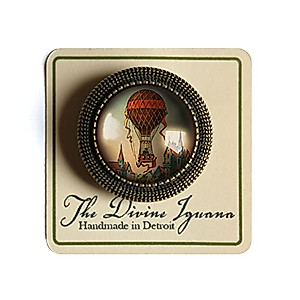 Red Hot Air Balloon Steampunk Clock Bar Brooch