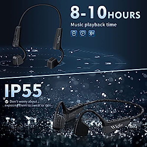 Wigfar Bone Conduction Headphones Premium Open-Ear Wireless Bluetooth Sport Headphones with Microphones, Sweatproof Waterproof Wireless Earphones for Running, Gym, Hiking, Cycling