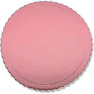 Rose Gold Foil Cake Boards, Scalloped Dessert Base (12 Inches, 12 Pack)