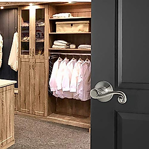 Probrico Wave Style Heavy Duty Satin Nickel Passage Door Levers, Non-Locking Interior Handles (Hall and Closet), Contractor Pack (10 Pack)