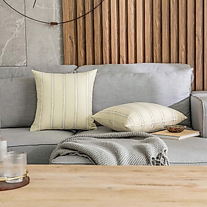 Home Brilliant Large Throw Pillow Covers, Lace Stripes Euro Sham for Outdoor Indoor Garden Patio, Set of 2, 24x24 inch(60cm), Brown