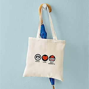 CafePress Peace Love Sock Monkeys Tote Bag Natural Canvas Tote Bag, Reusable Shopping Bag