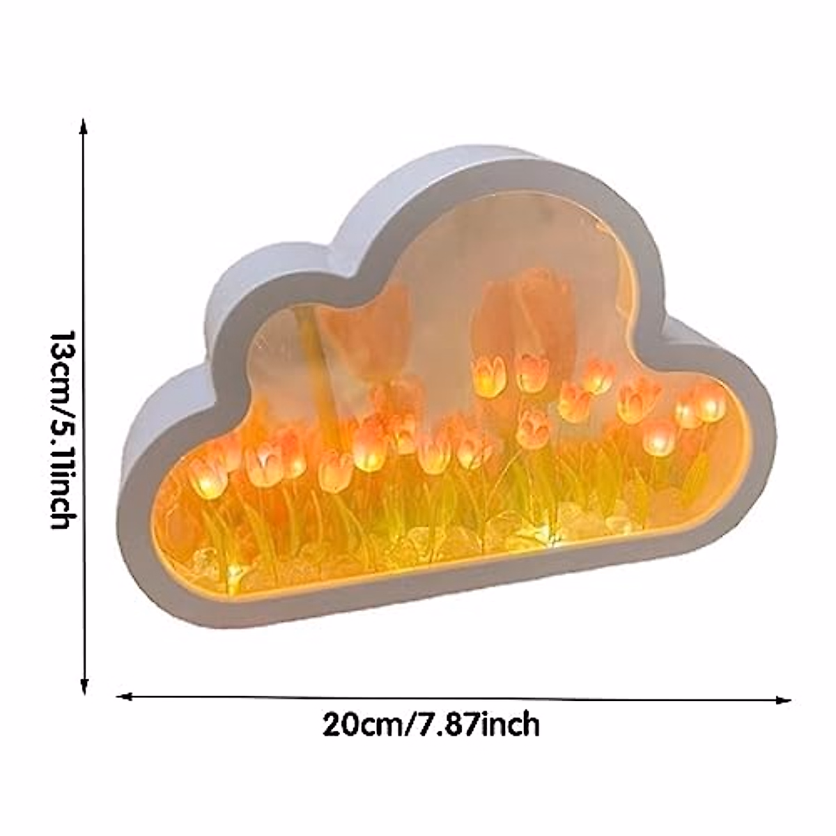 FIALAME DIY Tulip Night Light Room Decor Lamp & Mirror 2 in 1, Artificial Flowers Lamp Battery Powered Material Kit, Warm Ornament Gifts for Family and Friends (Pink)