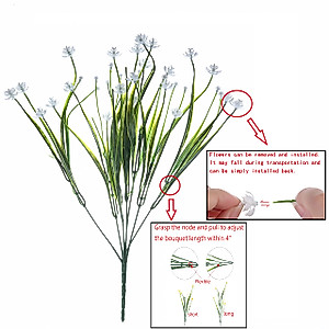 LXAFGP 8 Bundles Artificial Flowers Fake Greenery Outdoor UV Resistant Plants Faux Plastic Plants for Outdoor Shrubs Indoor Home Window Garden Wedding Porch Box Hanging Plants Decor (White)